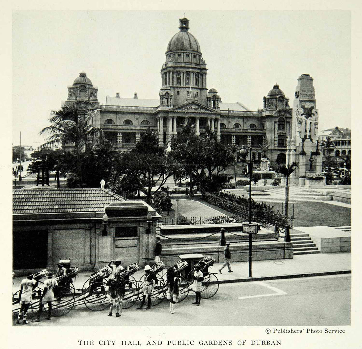 1931 Print City Hall Public Gardens Durban South Africa Cityscape Buil ...