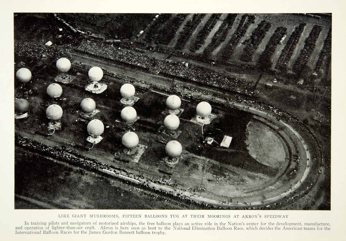 1932 Print Hot Air Balloons Akron Speedway Ohio Aerial View Historical ...