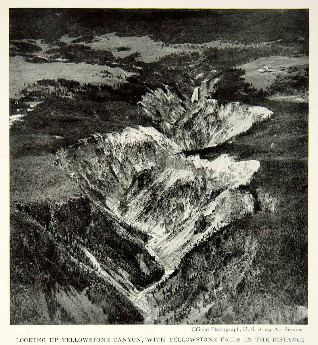 1924 Print Yellowstone Canyon Falls Aerial View Landscape Historical I ...