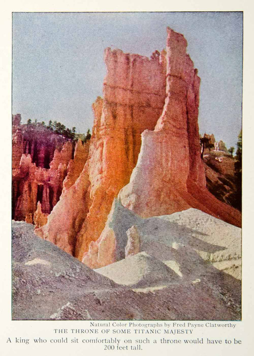 1928 Color Print Bryce Canyon Throne National Park Utah Landscape Geol ...