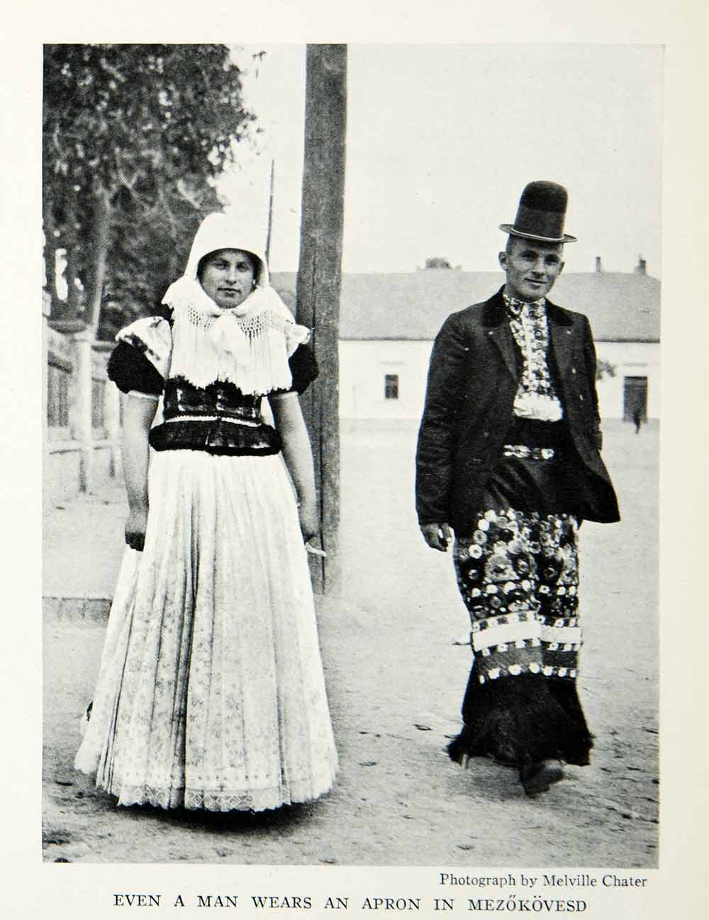 1935 Print Mezokovesd Hungary Clothing Traditional Hat Skirt Shawl Cos ...