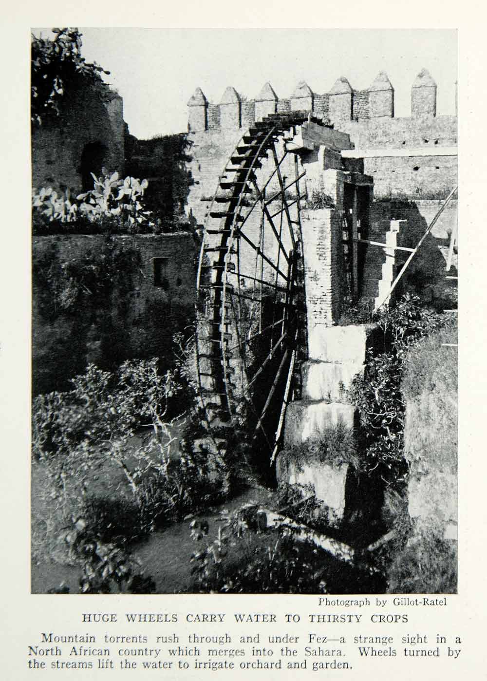 1935 Print Water Wheel Dam Fez North Africa River Sahara Energy Irriga ...