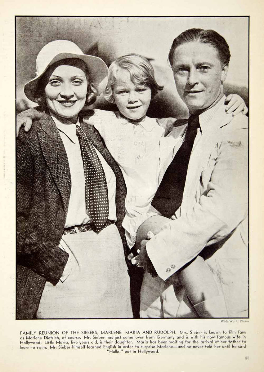1931 Print Marlene Dietrich Maria Rudolf Sieber Hollywood Star Daughte ...