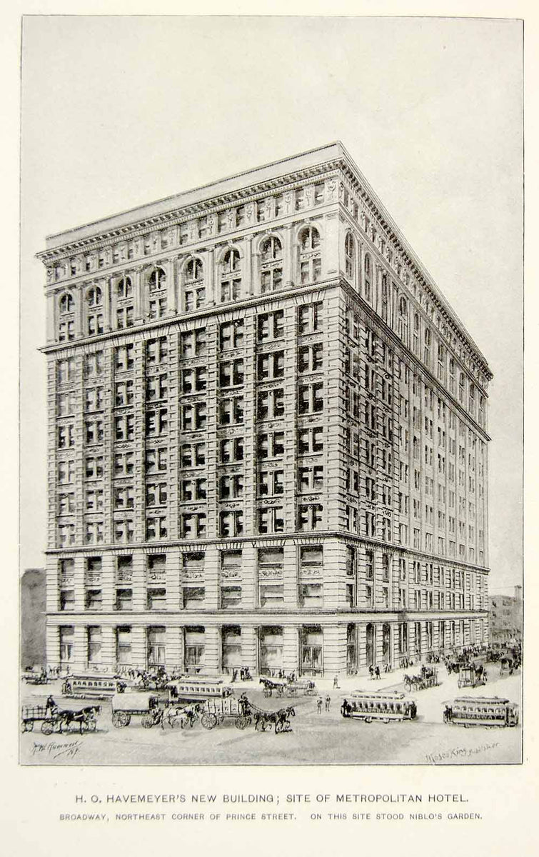 1893 Print H O Havemeyer Building Metropolitan Hotel New York City His ...