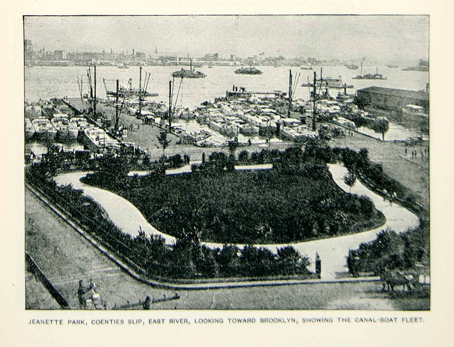 1893 Print Jeanette Park Coenties Slip East River New York City Histor ...