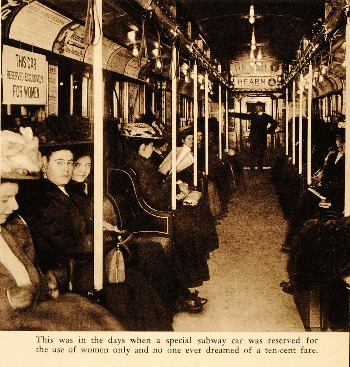 1948 Photogravure New York City Subway Car Victorian Ladies Transporta ...