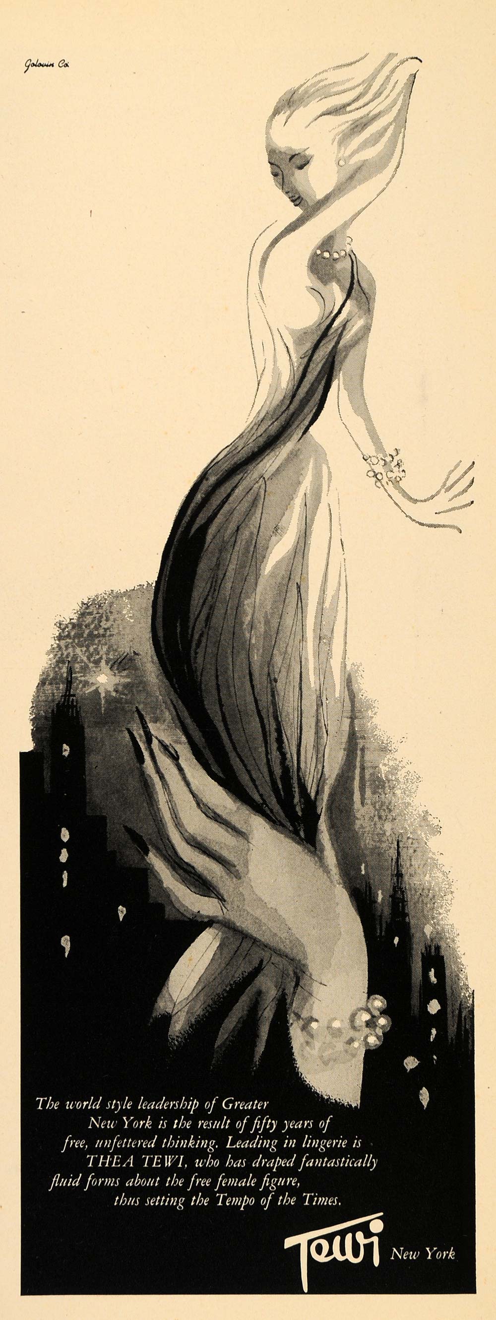 1948 Print Ad Madame Thea Tewi Lingerie Designer NYC Women Vintage Fas ...
