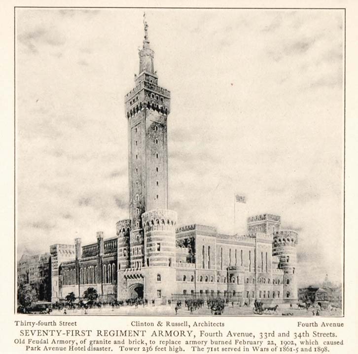 1903 Seventy-First Regiment Armory New York City Print ORIGINAL HISTOR ...