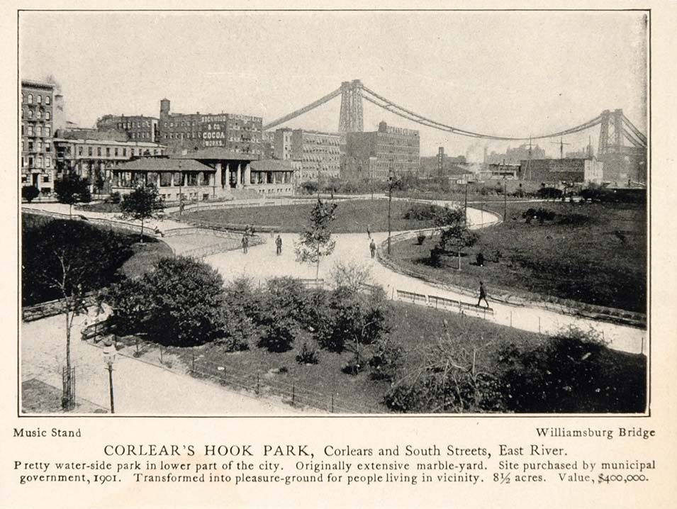 1903 New York City Photo Print Corlear's Hook Park East ORIGINAL HISTO ...