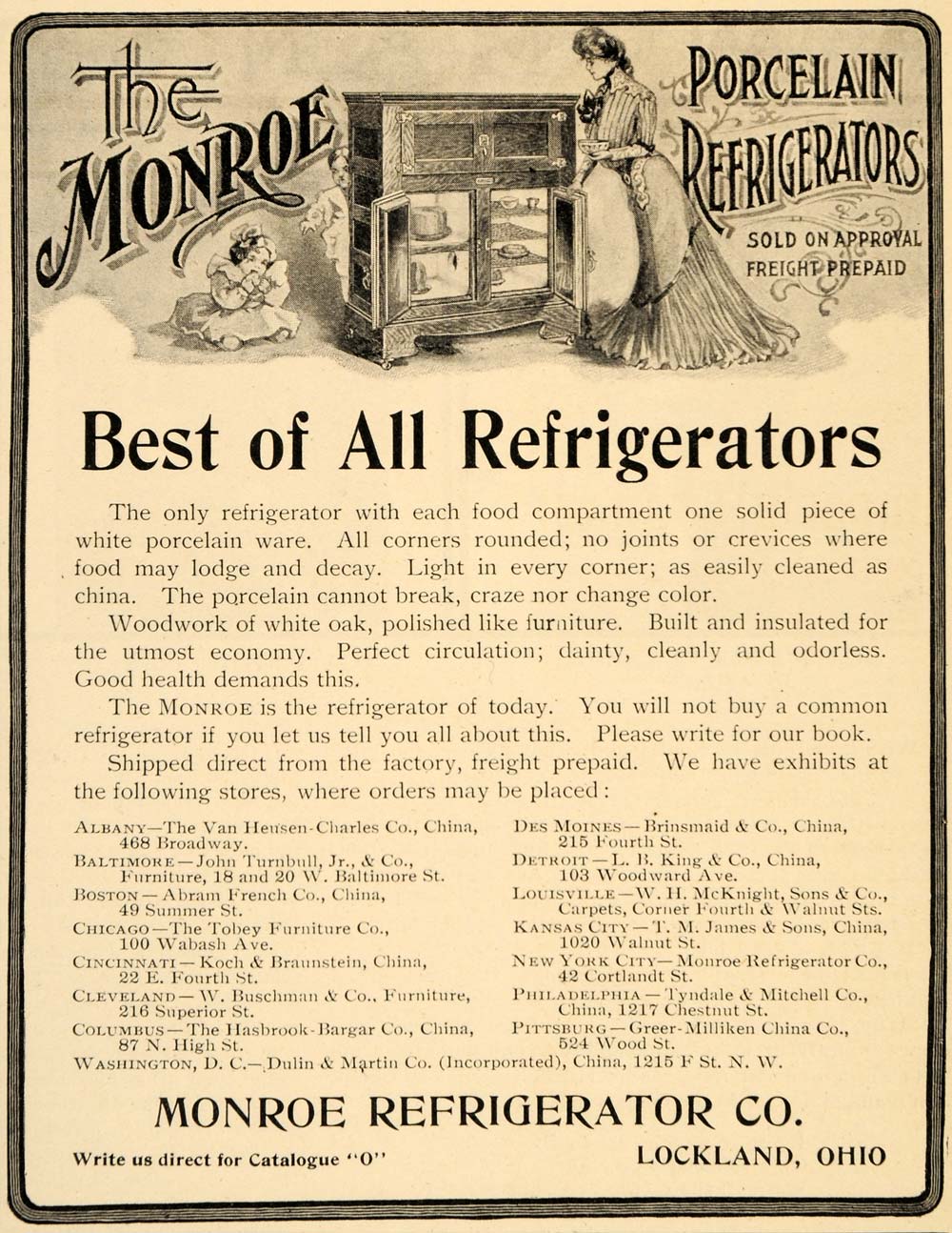 1902 Ad Monroe Refrigerator Icebox Antique Lockland OH - ORIGINAL OD1 ...