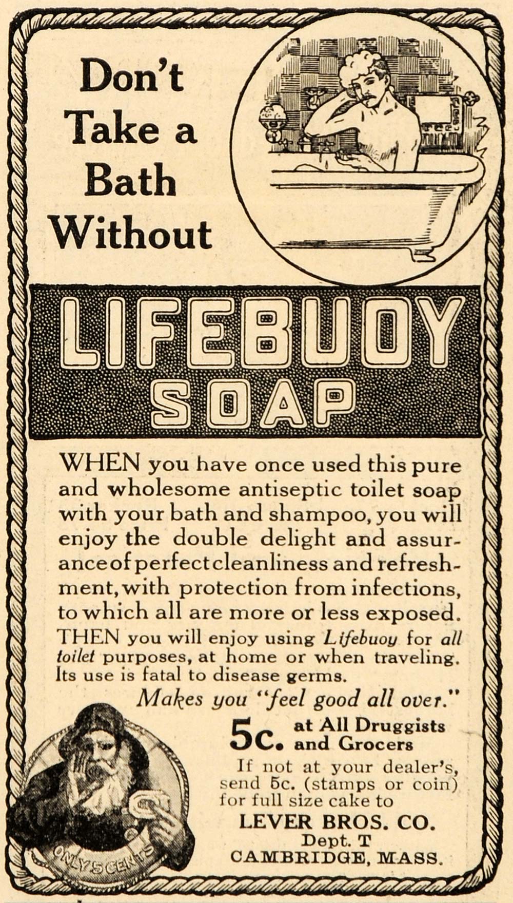 1911 Ad Lever Brother Company Lifebuoy Soap Bath Toilet - ORIGINAL OD1 ...