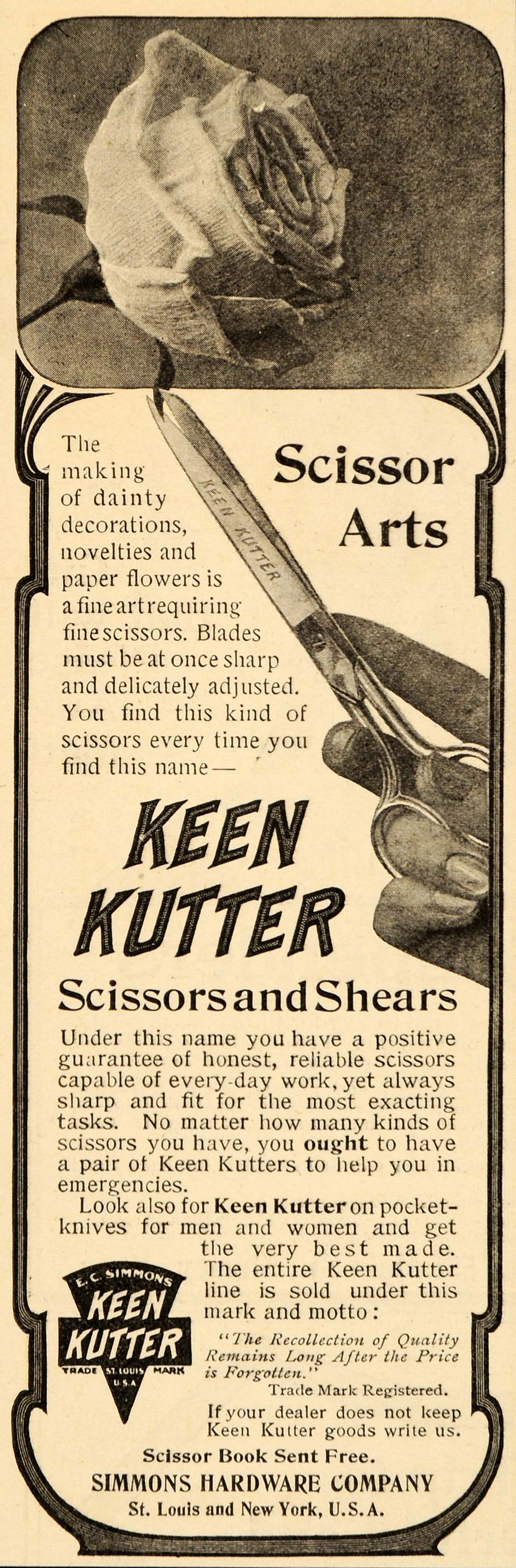 1906 Ad Scissor Keen Kutter Shears Simmons Hardware - ORIGINAL ADVERTI ...