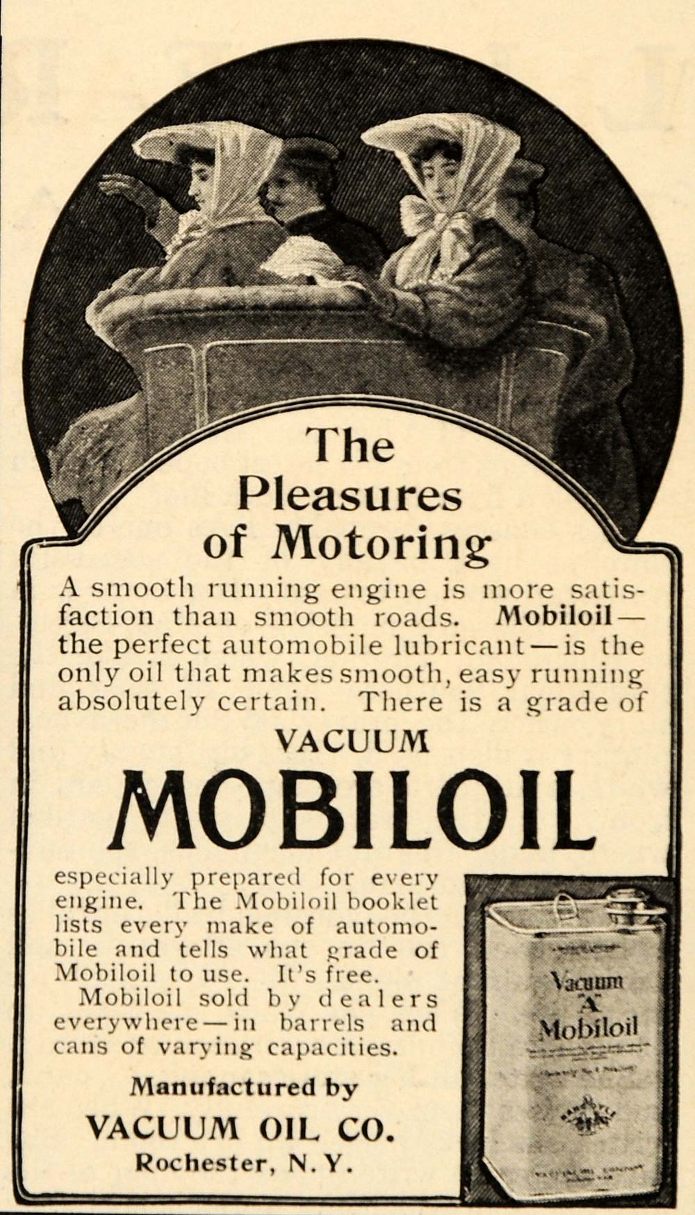 1907 Ad Antique Mobiloil Motoring Vacuum Oil Automobile - ORIGINAL OD1 ...
