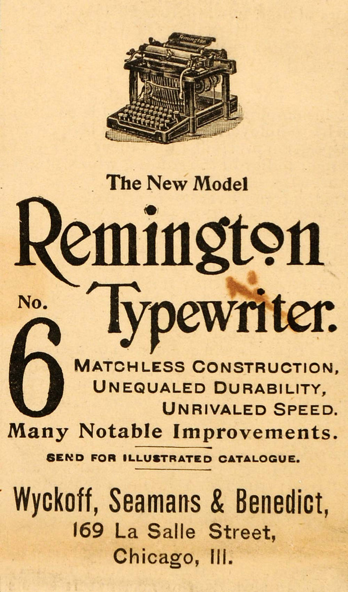 1895 Ad Remington Typewriter Wyckoff Seamans Benedict - ORIGINAL ADVER ...