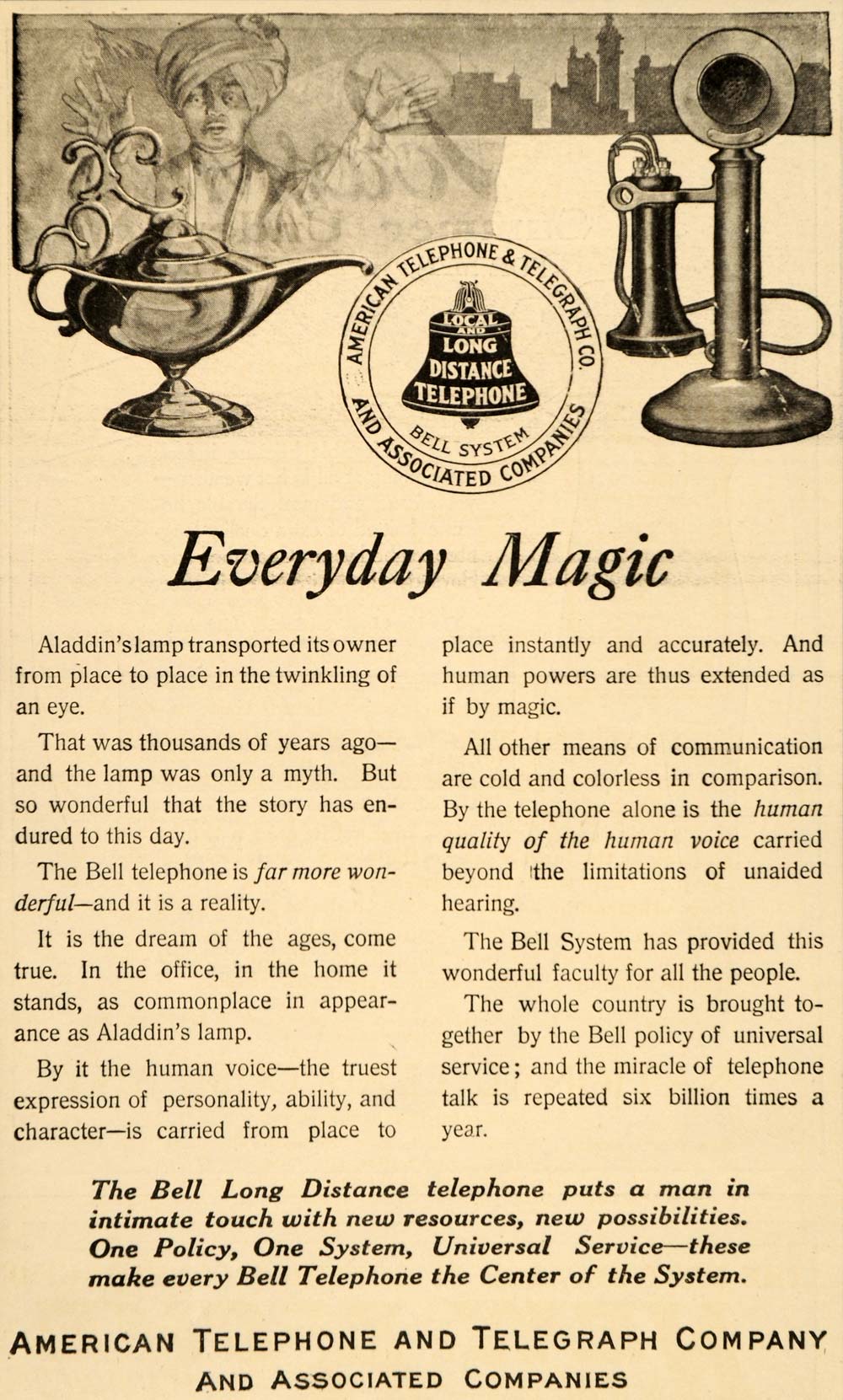 1910 Ad American Telephone Telegraph Company Bell Genie - ORIGINAL OD2 ...