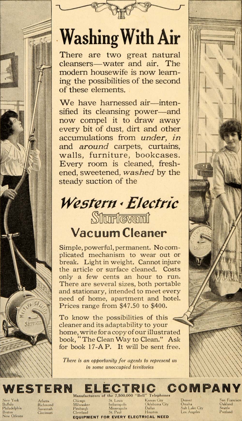 1914 Ad Western Electric Sturtevant Vacuum Cleaner Bell - ORIGINAL OD3 ...