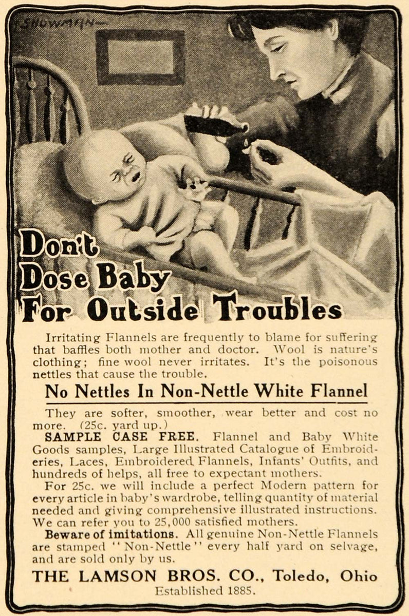 1909 Ad Wool Lamson Brothers Baby Non Nettle Flannel - ORIGINAL ADVERT ...