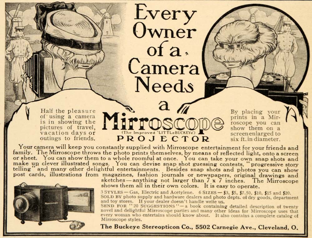 1909 Ad Mirroscope Projector Camera Stereopticon Photo - ORIGINAL OD3 ...