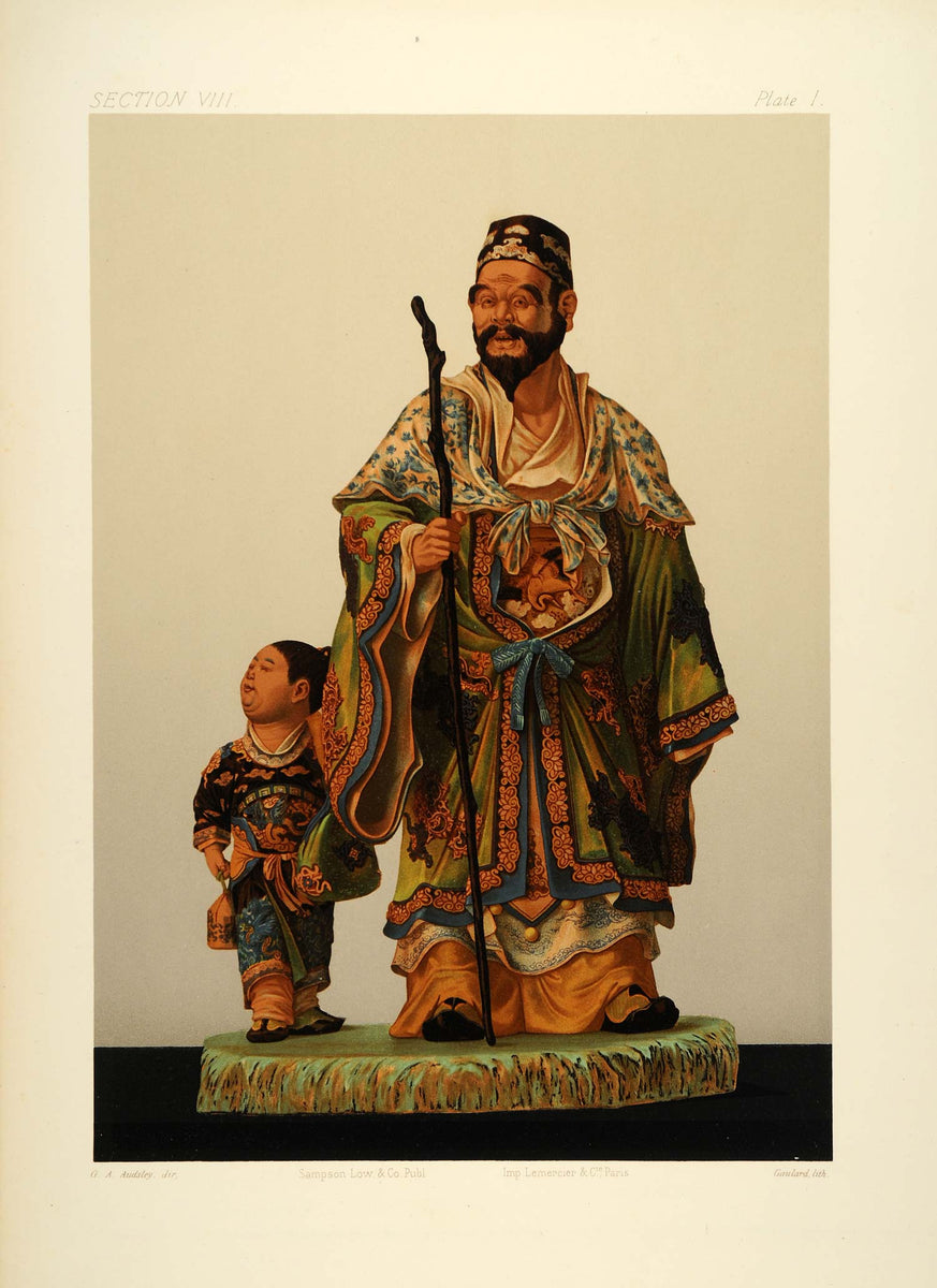 1883 Japanese Terra Cotta Statue Boy Chromolithograph - ORIGINAL OJ1 ...