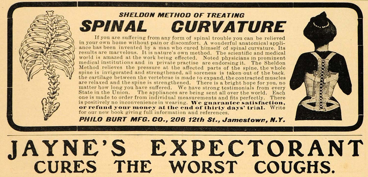 1904 Quackery Ad Spinal Curvature Sheldon Treatment - ORIGINAL ADVERTI ...