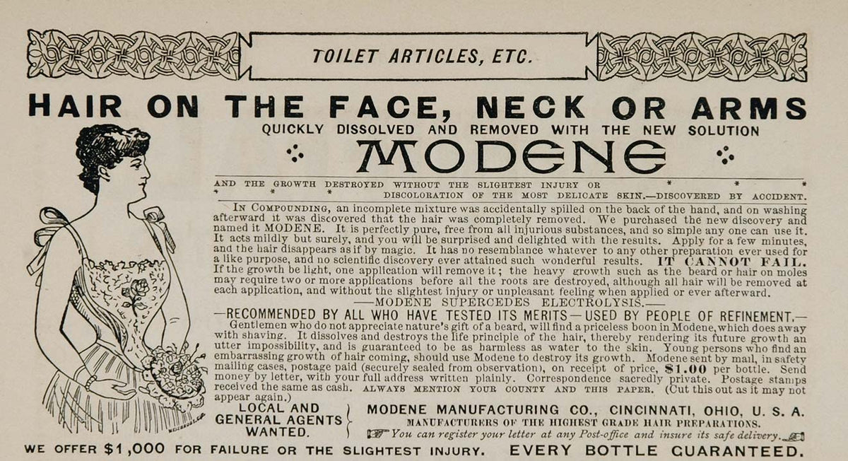 1896 ORIGINAL Vintage Ad Modene Hair Remover Removal - ORIGINAL ADVERT ...