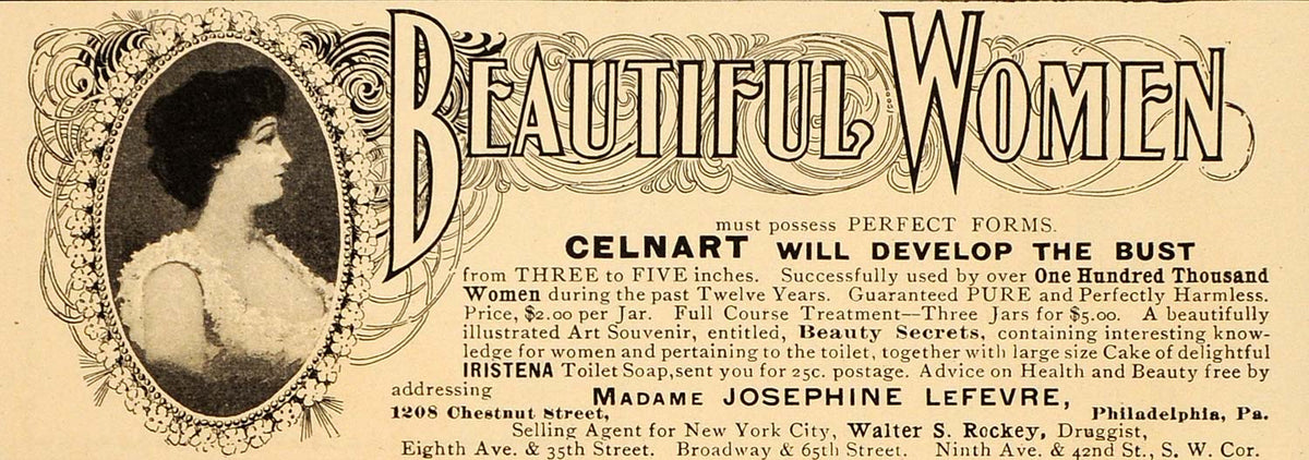 1899 Vintage Ad Bust Development Quackery Cream Celnart - ORIGINAL OLD ...