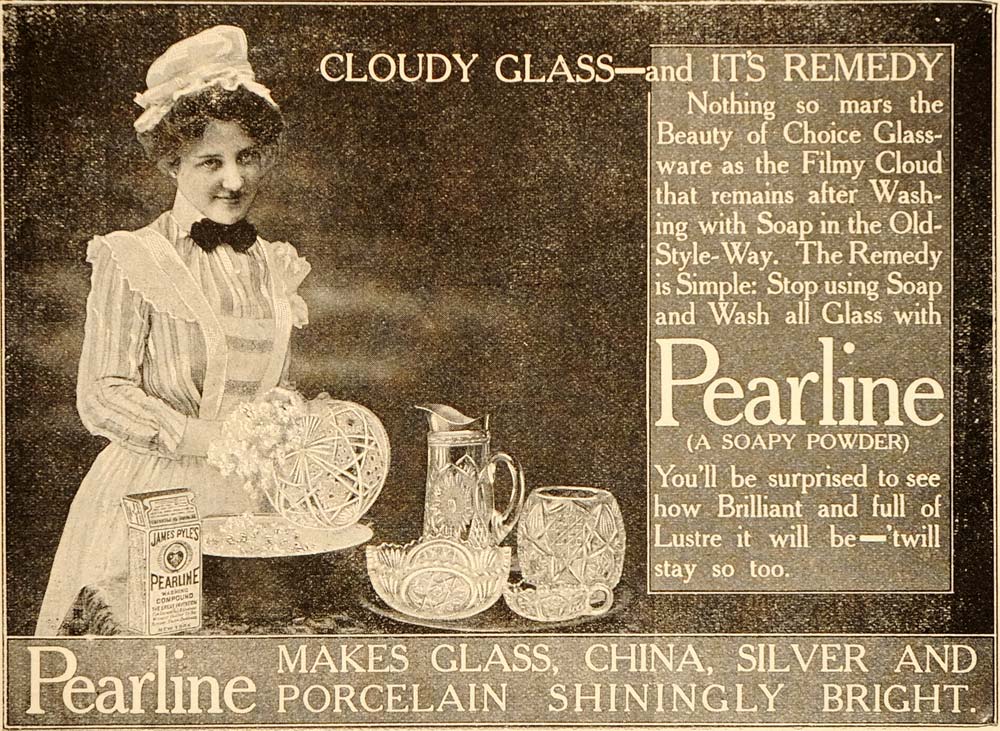 1907 Vintage Ad Pearline Soap Powder Maid Glassware - ORIGINAL ADVERTI ...