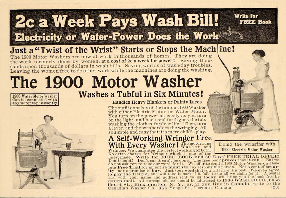 1913 Vintage Ad 1900 Motor Washing Machine Washer Wash - ORIGINAL OLD6 ...