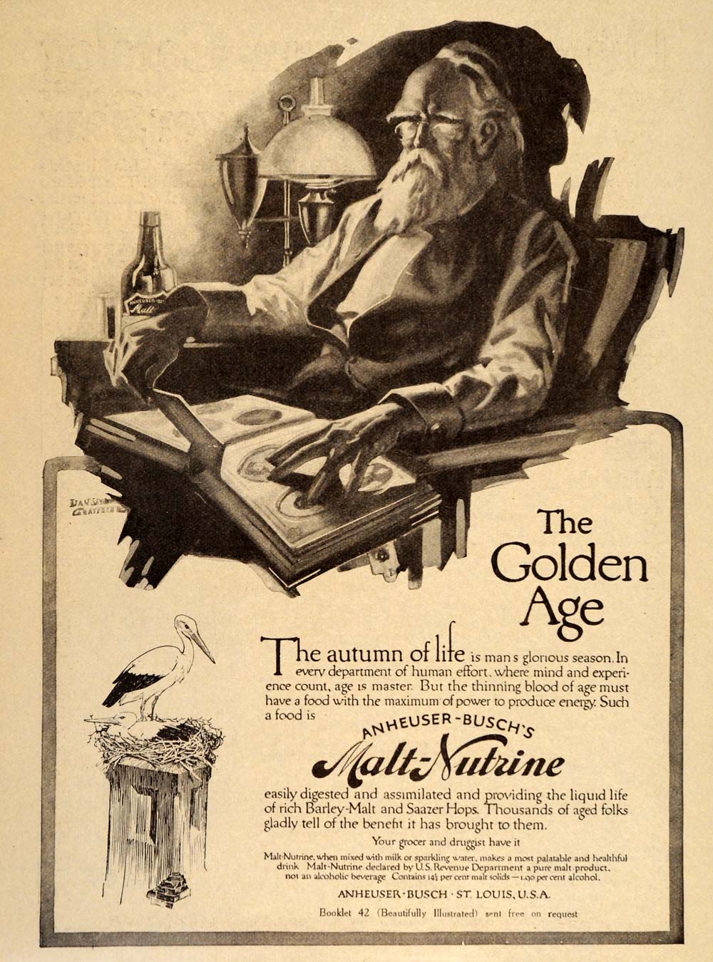 1914 Ad Anheuser Busch Malt Nutrine Old Age Tonic Man - ORIGINAL OLD7 ...