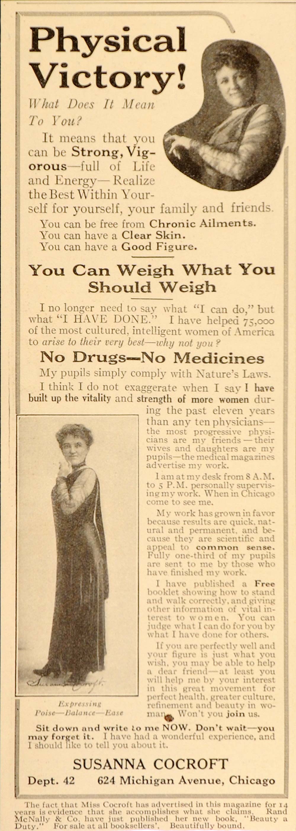 1916 Quackery Ad Susanna Cocroft Diet Weight Health - ORIGINAL ADVERTI ...