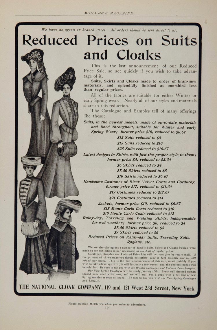 1903 Vintage Ad National Cloak Winter Clothing Women - ORIGINAL ADVERT ...