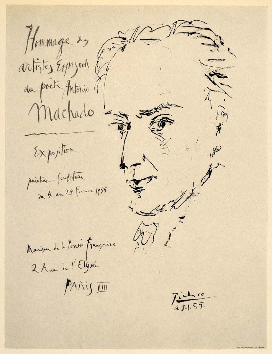 1971 Print Picasso Antonio Machado Portrait Poster 1955 - ORIGINAL PIC ...