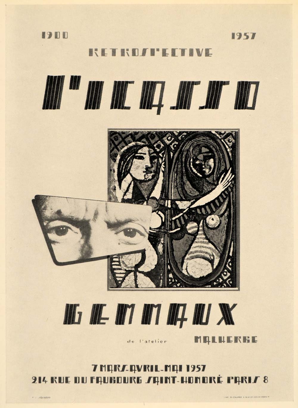 1971 Print Picasso Retrospective Gemmaux Poster 1957 - ORIGINAL PIC3 ...