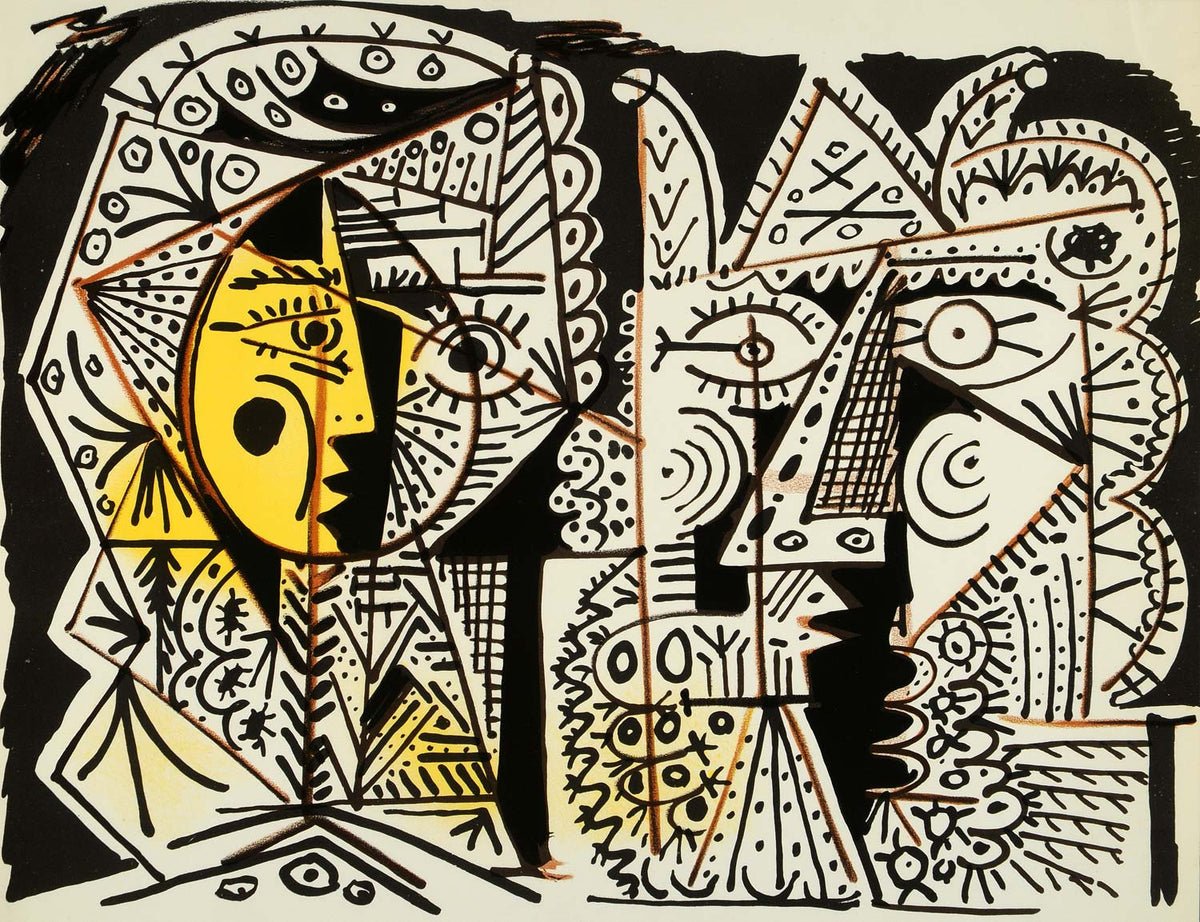1966 Lithograph Picasso Triangular Abstract Eyes Secrets d'alcove d'un ...