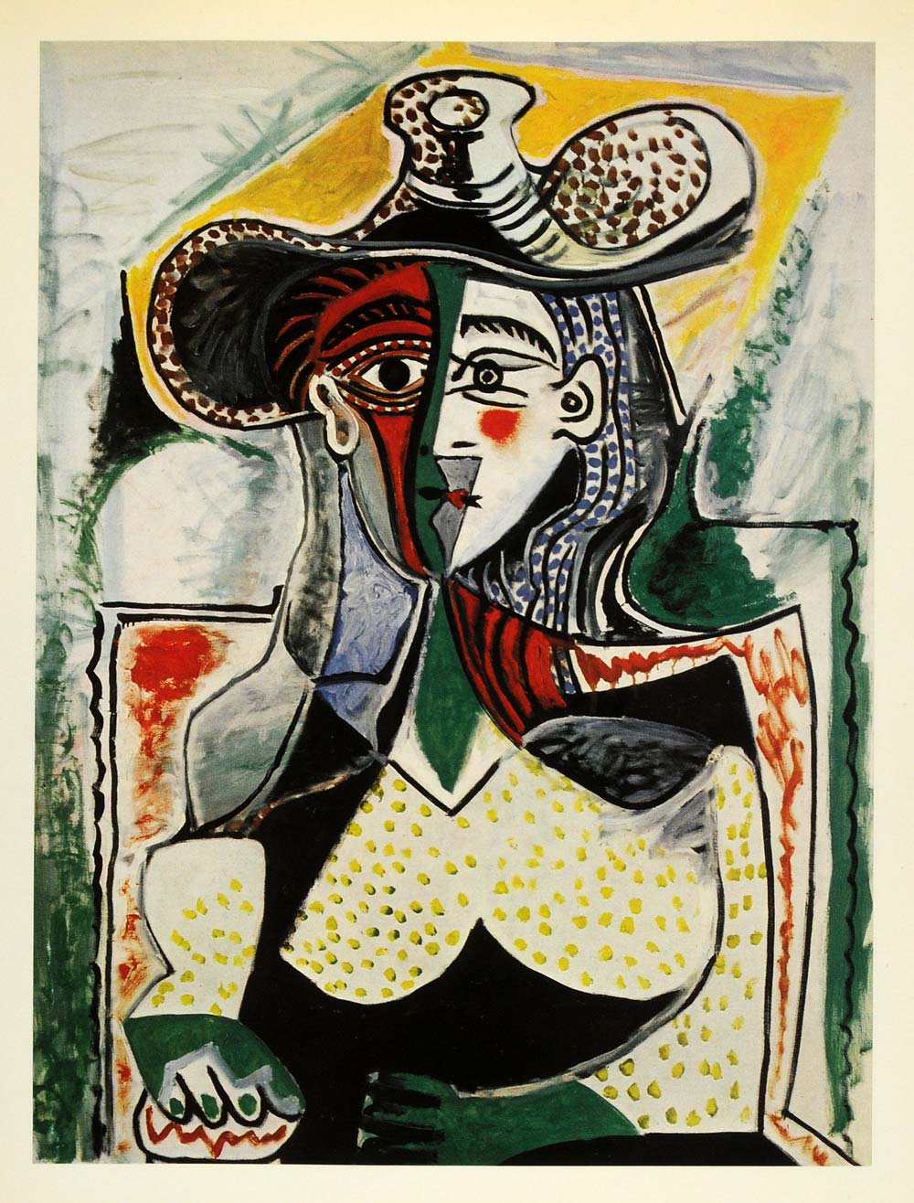 1964 Print Pablo Picasso Dotted Pattern Shapes Lady Hat - ORIGINAL ...