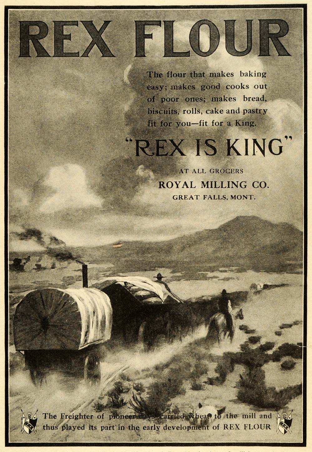 1911 Ad Royal Milling Rex Flour Covered Wagon Pioneers - ORIGINAL PM2 ...