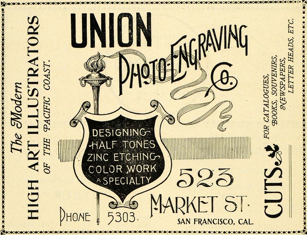 1899 Ad Union Photo Engraving Half Tone Etching Art - ORIGINAL ADVERTI ...
