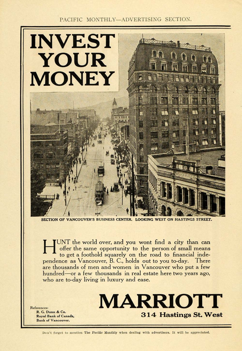 1911 Ad Marriott Fellows Vancouver Hastings Canada - ORIGINAL ADVERTIS ...