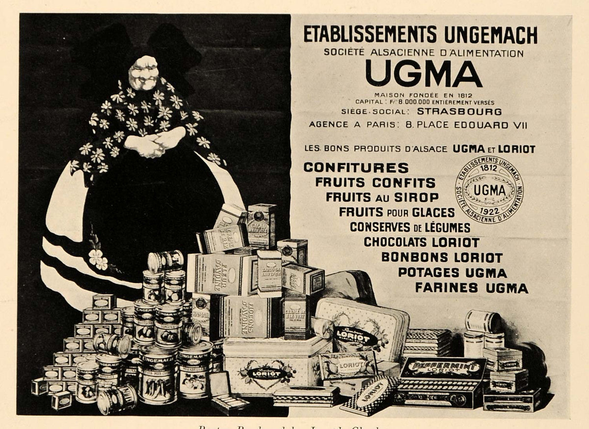 1927 Joseph Charles UGMA Loriot Foods Ad Alsace Print ORIGINAL HISTORI ...