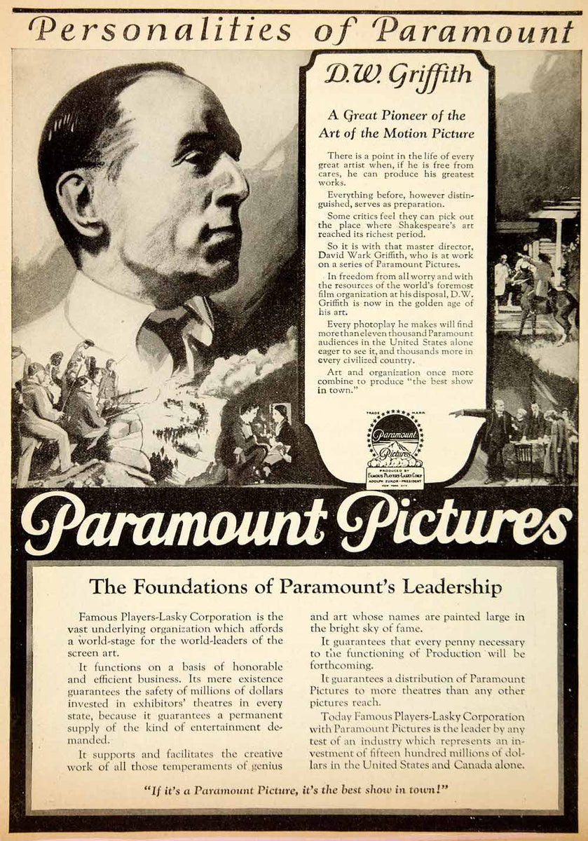 1925 Ad Paramount Pictures Famous Players-Lasky David Wark Griffith PP ...