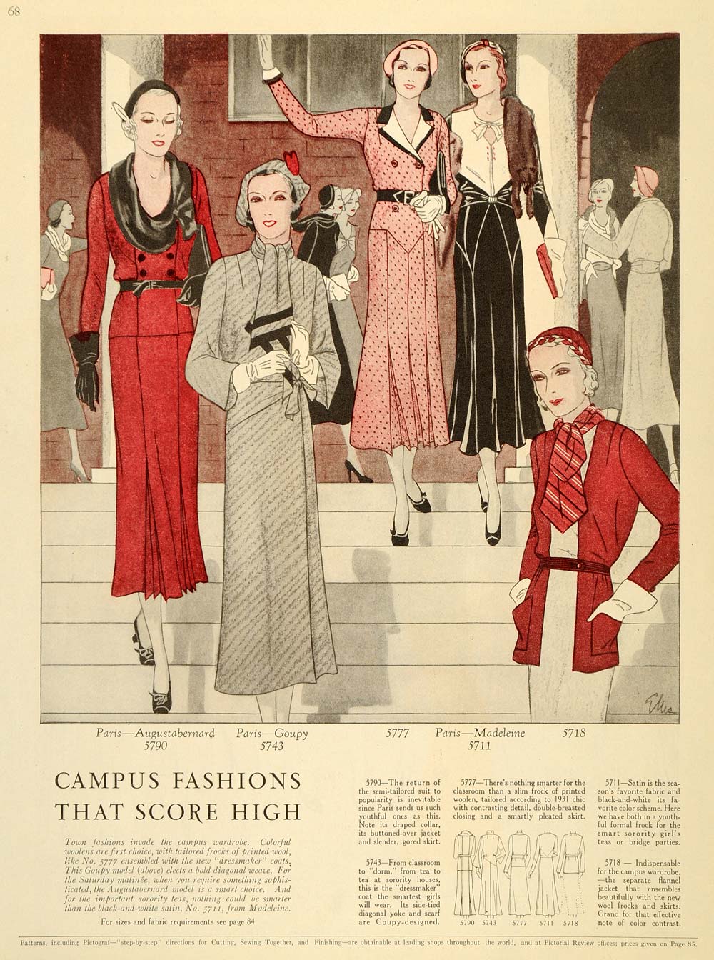 1931 Article Art Deco Fashion Patterns Clothes Dresses Clothing Hats P ...