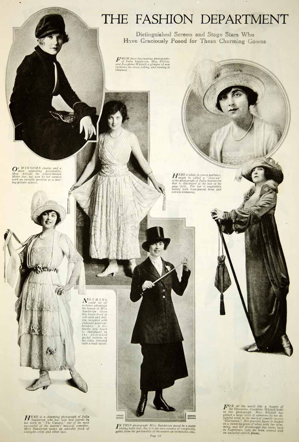 1919 Print May Allison Julia Sanderson Josephine Whittell Silent Film ...