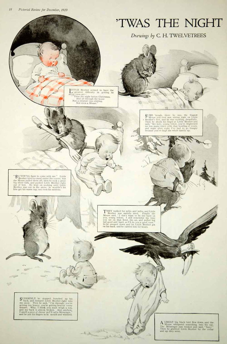 1920 Print Charles Twelvetrees Art Night Before Christmas Santa Claus ...