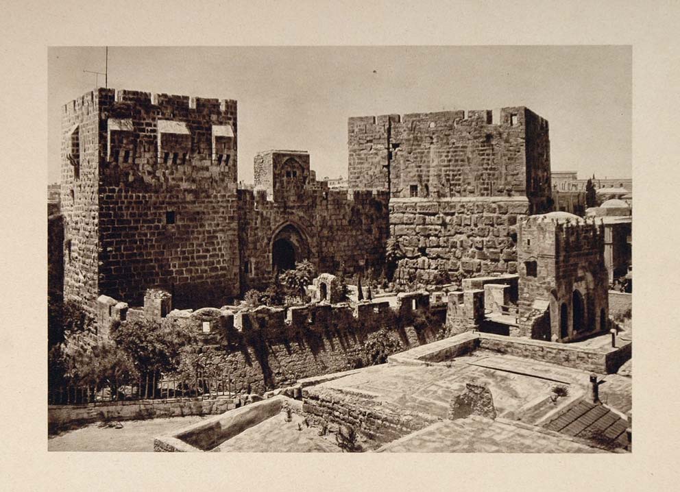 1926 Ramparts Tower of David Citadel Fortress Jerusalem - ORIGINAL PS1 ...