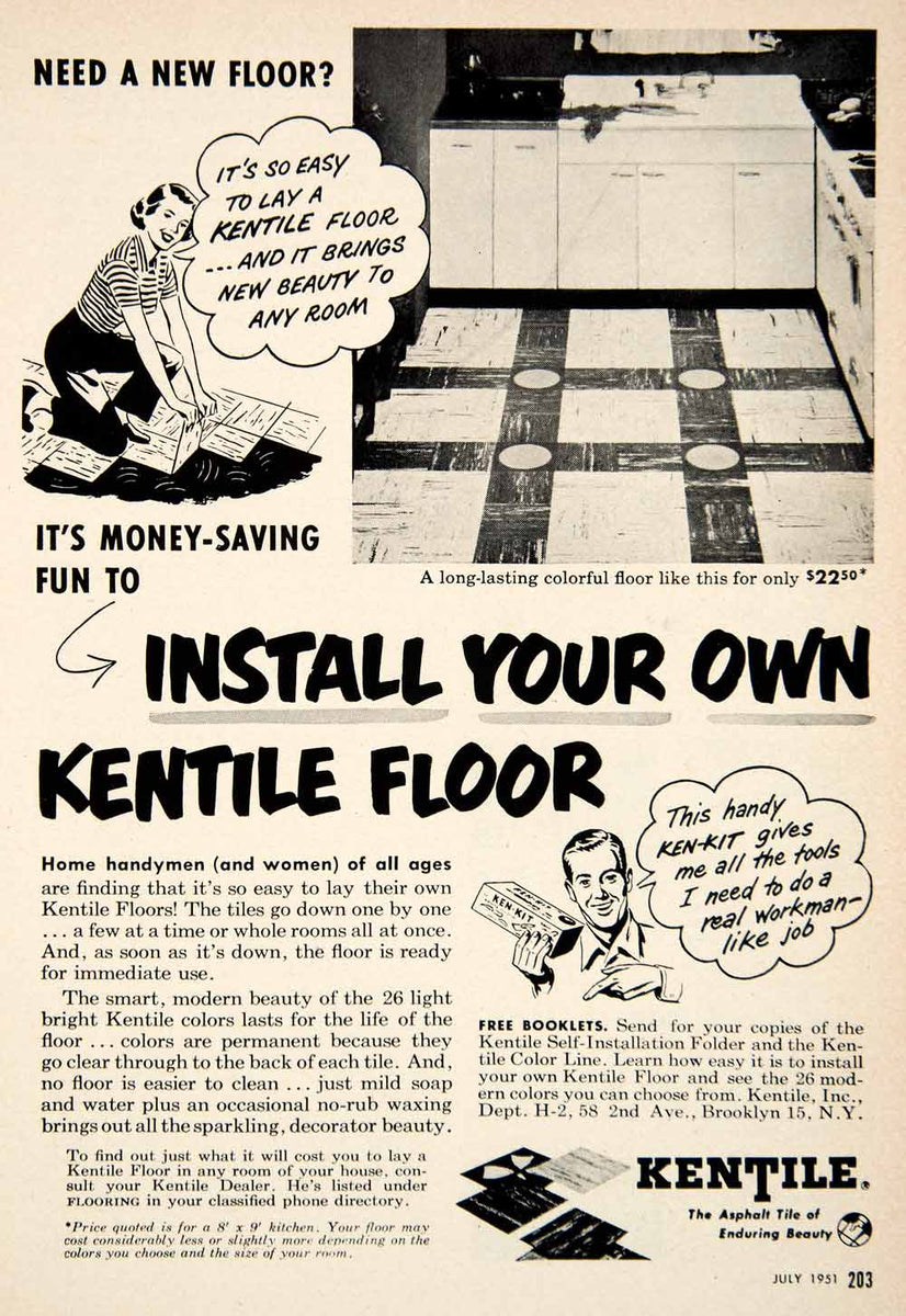 1951 Ad Kentile Floor Asphalt Tile Household Advertisement Brooklyn Ne ...