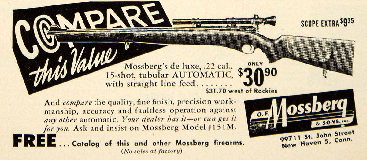 1949 Ad Mossberg Automatic Rifle Hunting Firearm Gun Advertisement New ...