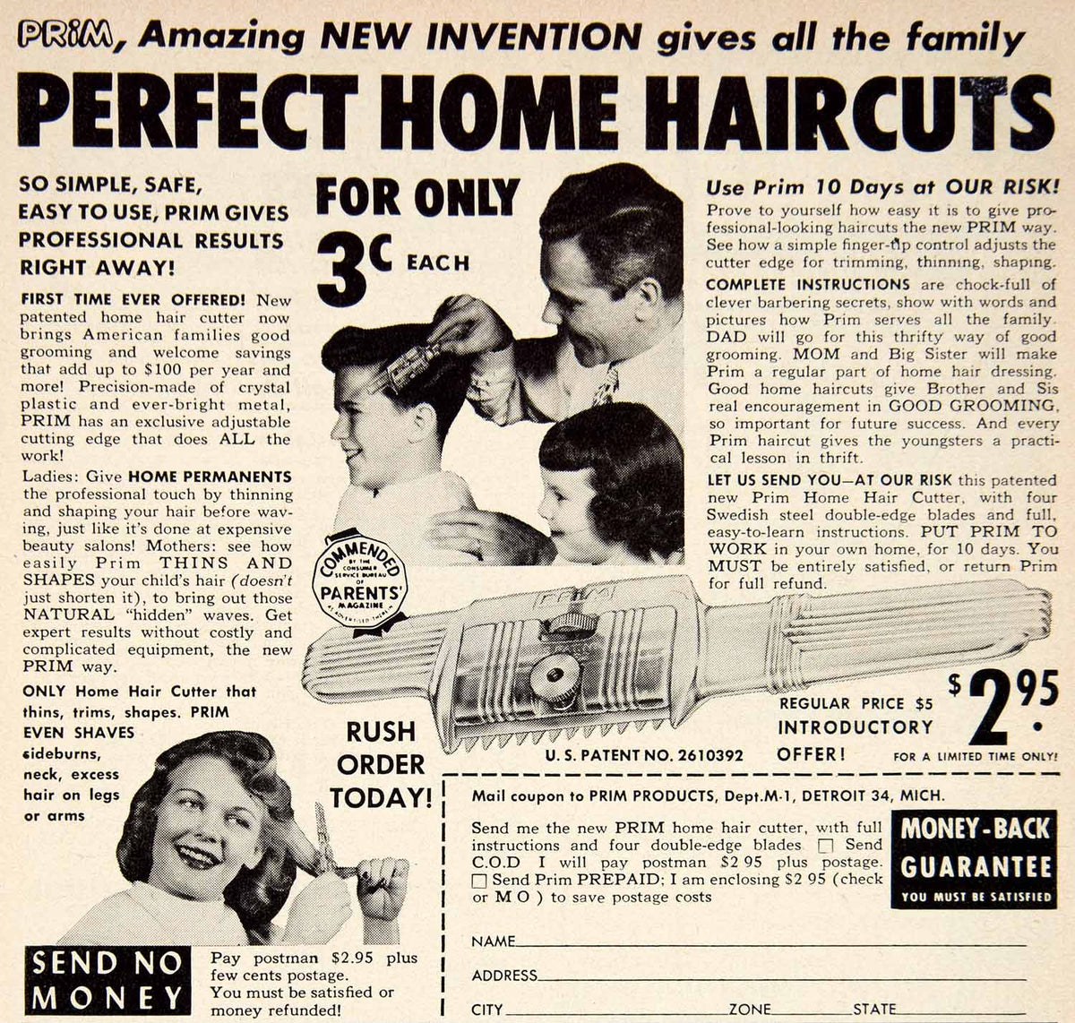1953 Ad Prim Products Detroit Haircut Hairdressing Children Thinner La ...