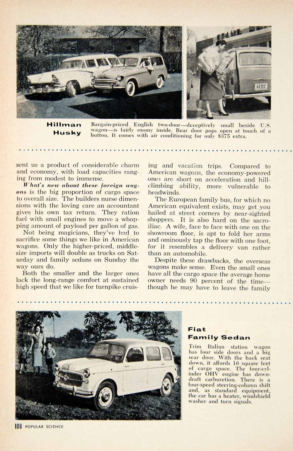 1958 Article Hillman Husky Simca Chatelaine Fiat Station Wagon Car PSC ...