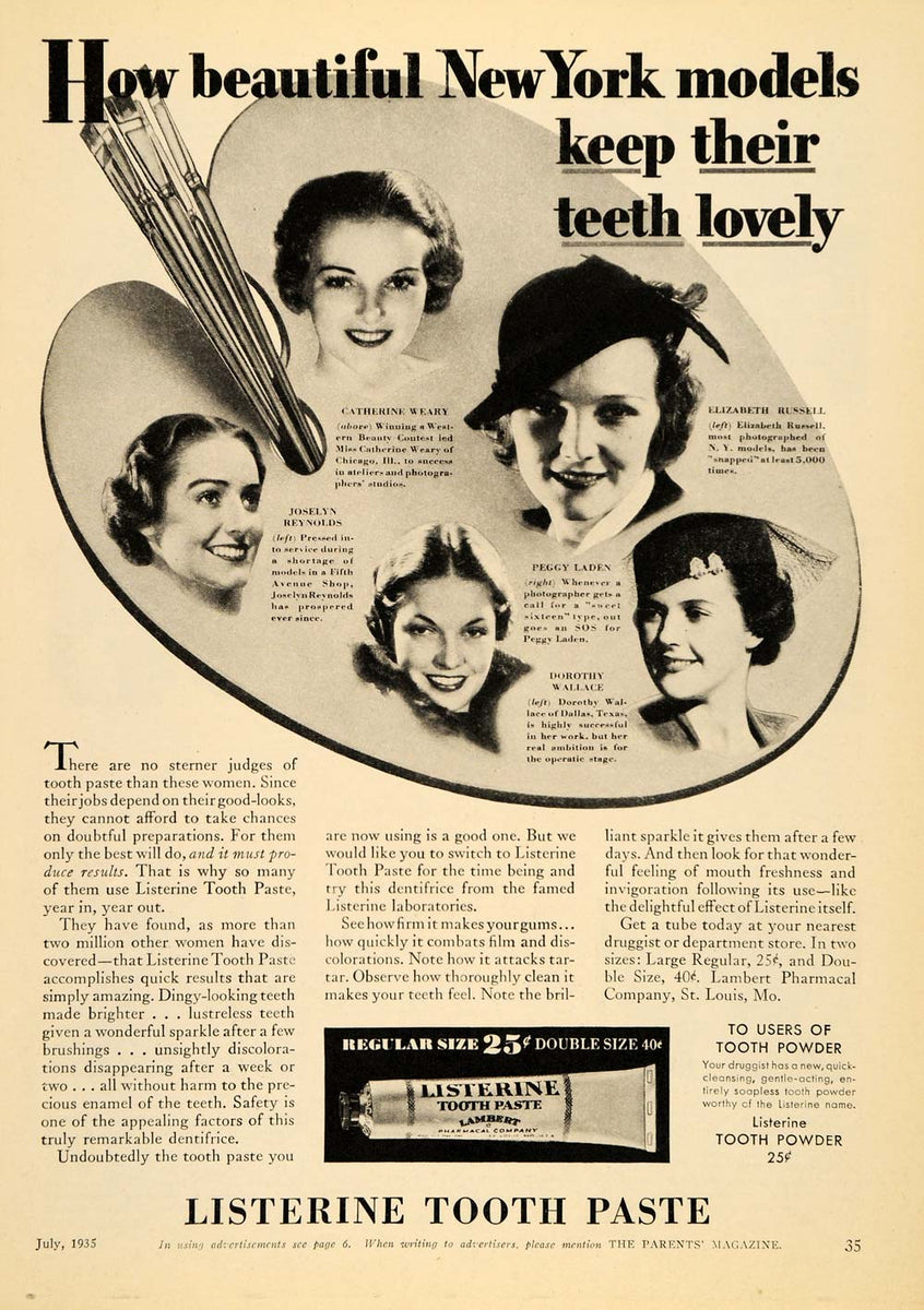 1935 Ad Listerine Toothpaste NY Model Elizabeth Russell - ORIGINAL PTS ...