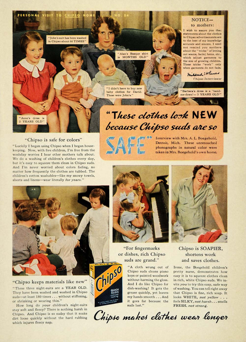 1936 Ad Chipso Detergent Suds A. L. Boegehold Children - ORIGINAL PTS1 ...